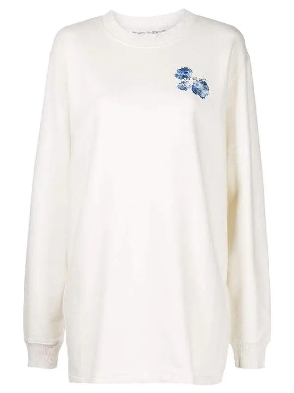 Off-White Floral Logo-print Sweatshirt Dress - White