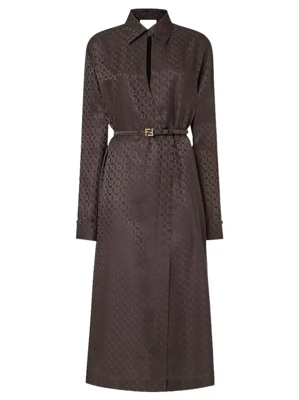 Fendi Ff Jacquard Silk Dress - Brown