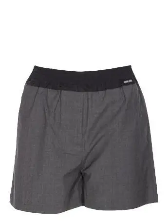 Miu Miu Wool-blend Elastic Waist Shorts - Slate Grey
