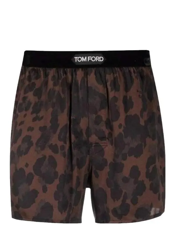 TOM FORD Leopard Print Boxer Shorts - Black