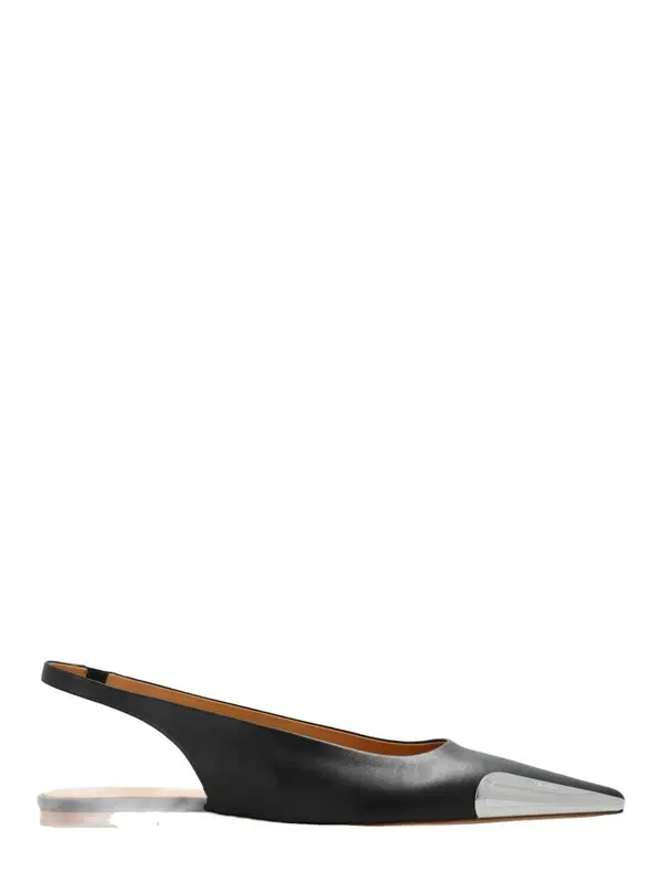 Off-White Allenframe Pointed Toe Slingback Ballerina Flats - Black