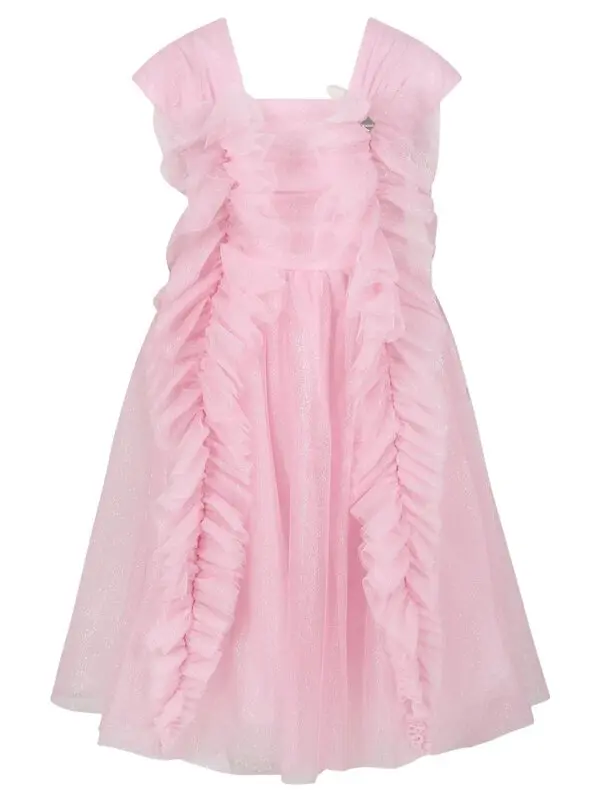 Monnalisa Glittered Ruffled Dress - Pink