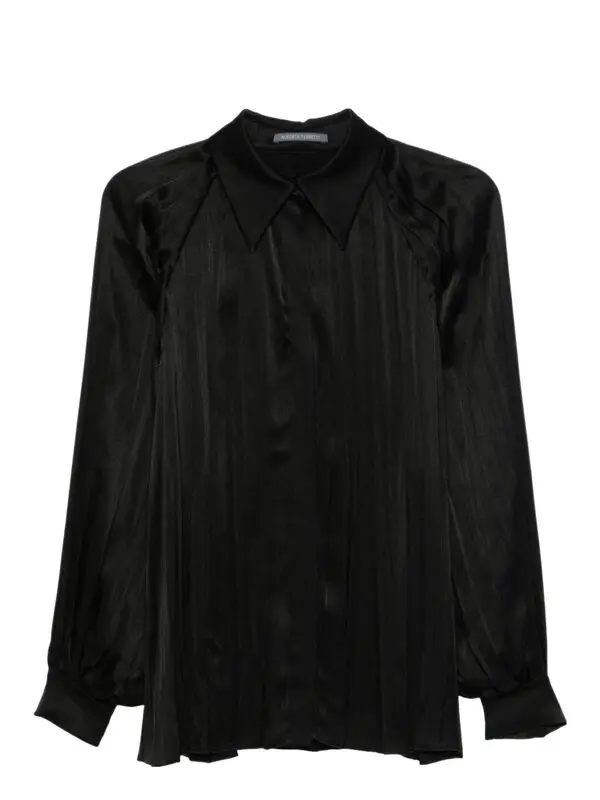 Alberta Ferretti Pleated Satin Shirt - Black