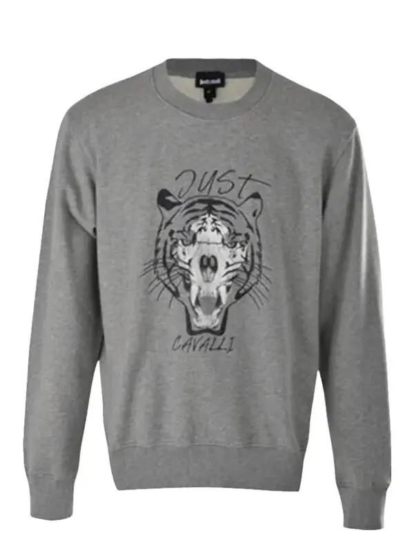 Just Cavalli Round Neck Printed Pullover - Gray
