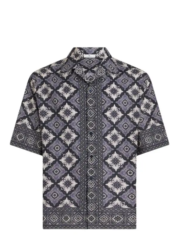 Etro Abstract Print Short-sleeved Shirt - Gray