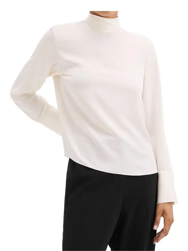 Theory Tie-neck Relaxed Long-sleeved Top - Ivory