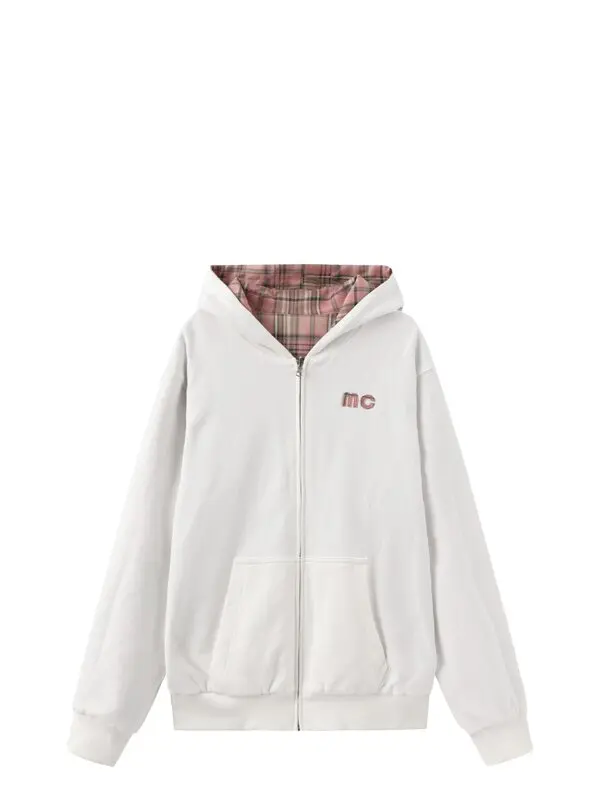 Marissa Chiara Long-sleeved Zip-up Hooded Sweatshirt - White