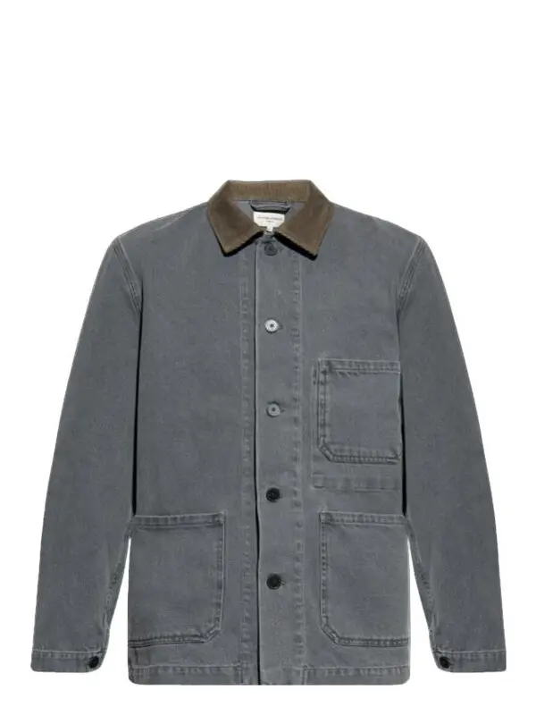 Officine Générale Corduroy-collar Denim Shirt Jacket - Grey