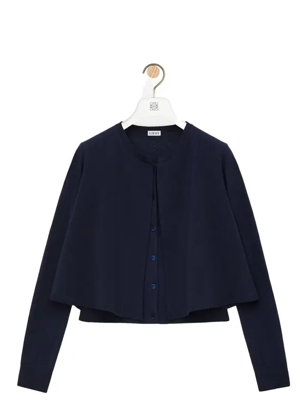 Loewe Wool Cardigan With Crossword Embroidery - Deep Navy Blue