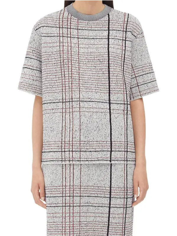 Bottega Veneta Multicolor Plaid Cotton Viscose Jacquard T-shirt - Chalk/black/red