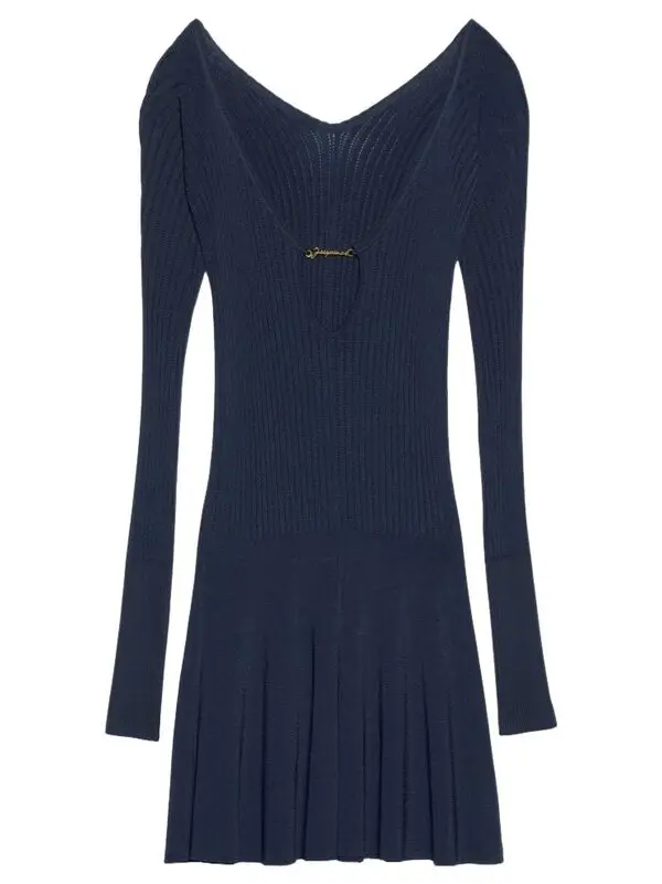 Jacquemus Long Sleeve Scalloped Mini Dress - Black