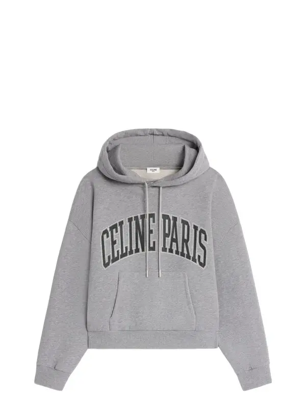 Celine Oversized Hoodie In Cotton Fleece - Gray Mixed Color/navy Stone Wash