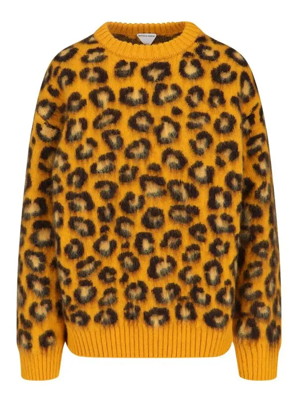Bottega Veneta Leopard Print Crewneck Jumper - Brown