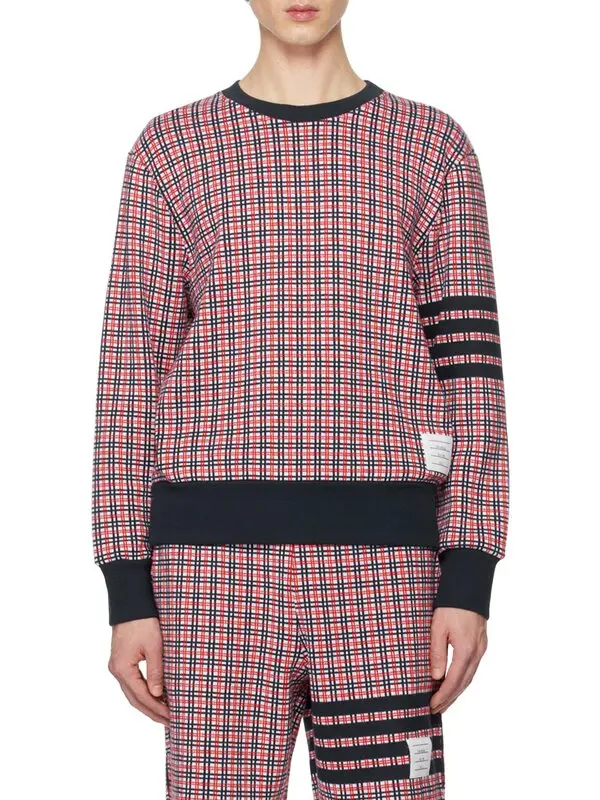 Thom Browne Check Jacquard 4-bar Sweatshirt - Multi-color