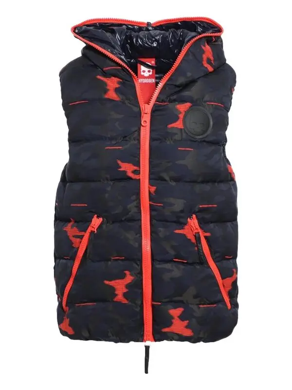 HYDROGEN Camouflage Hooded Down Vest - Black