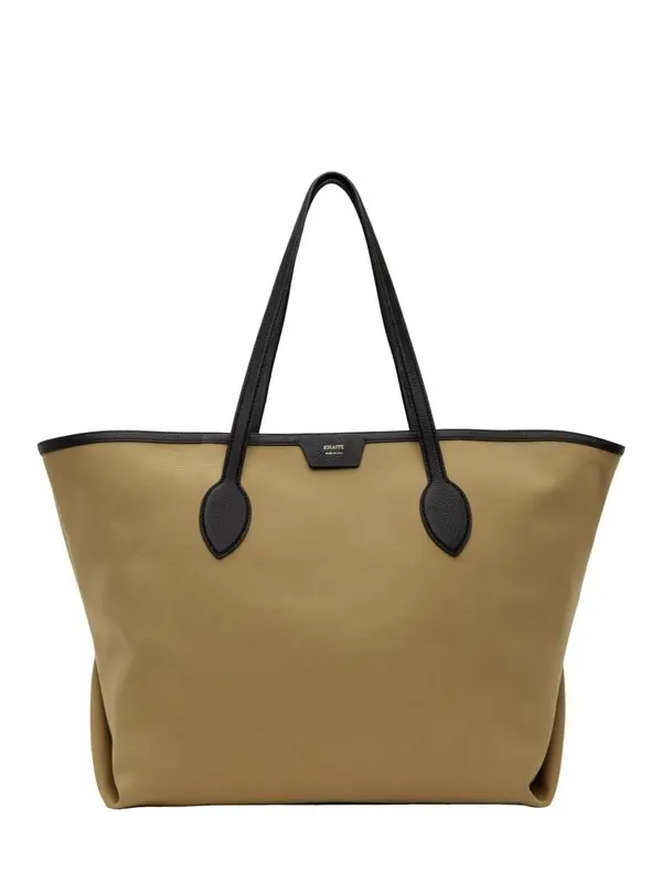 Khaite Amalia Tote Bag - Honey Canvas/black Leather