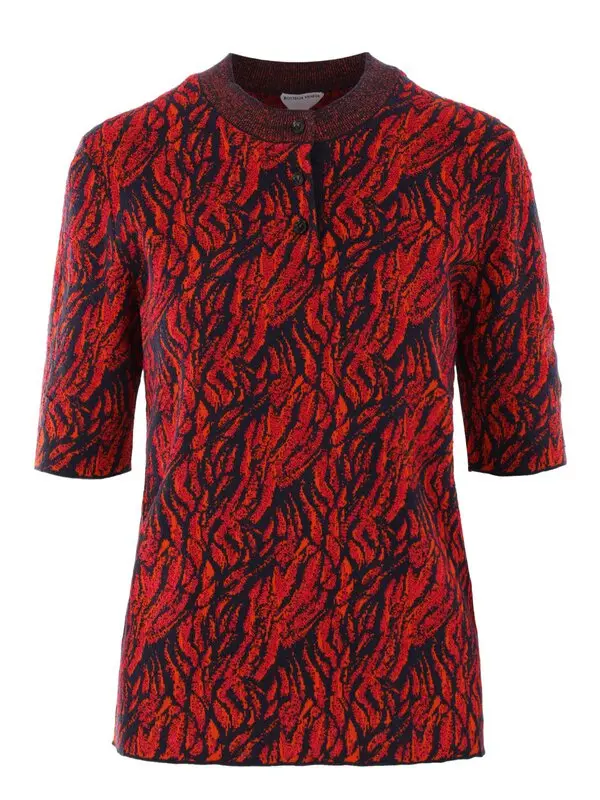 Bottega Veneta Jacquard Knit Jumper With Graphic Pattern - Red
