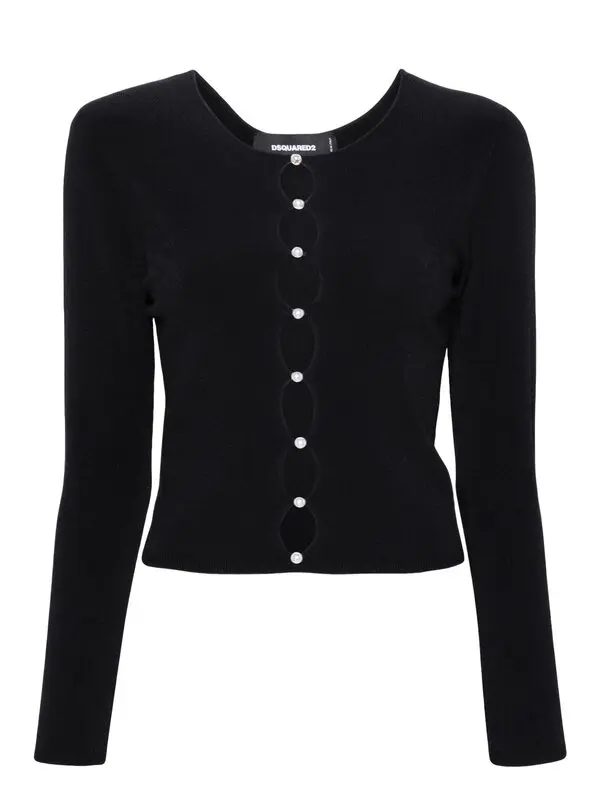 Dsquared2 Cut-out Detailed Long-sleeved Cardigan - Black