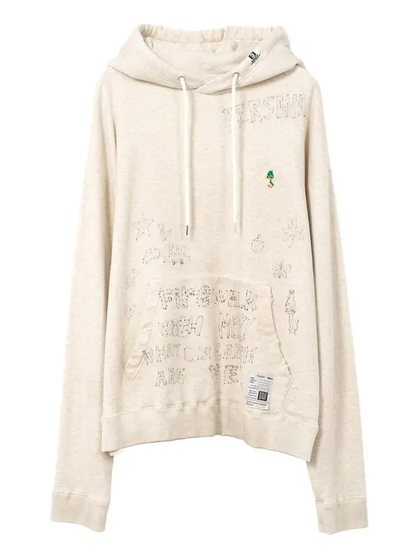 Mihara Yasuhiro Distressed Graffiti-print Hoodie - White