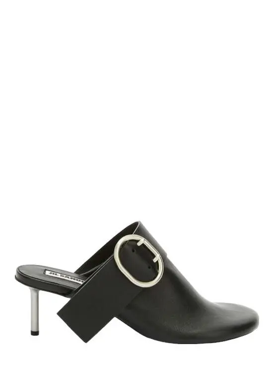 JIL SANDER Buckled Heeled Mules - Black