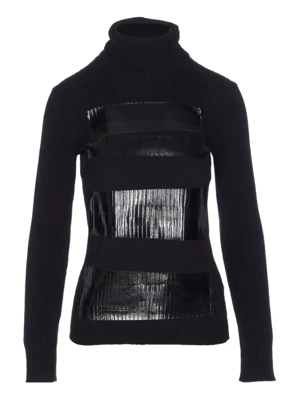 MAISON MARGIELA Ribbed Turtleneck Sweater With Contrast Panels - Black
