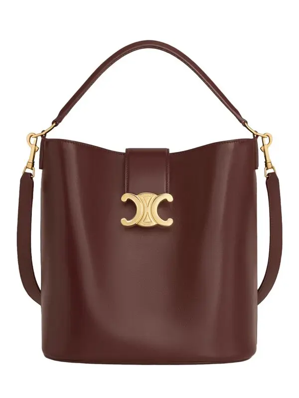 Celine Medium Bucket Bag In Smooth Calfskin With Triomphe Clasp - Chestnut
