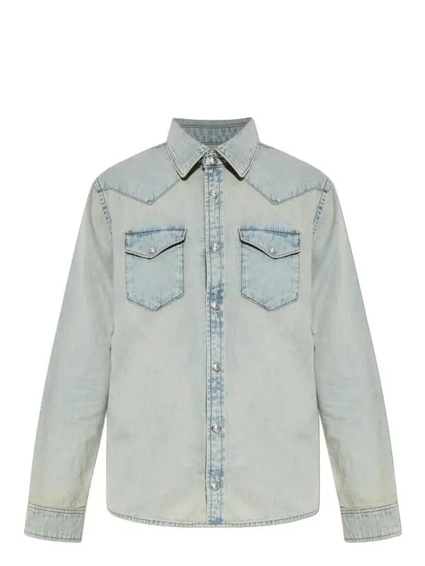 Zadig&Voltaire Saby Stud-embellished Denim Shirt - Light Blue
