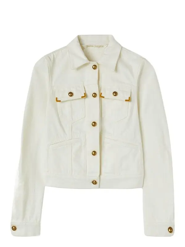 Palm Angels Denim Jacket With Gold-plated Hardware - White
