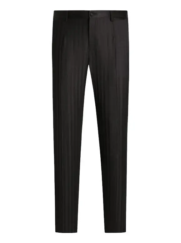 Dolce & Gabbana Satin Striped Tailored Trousers - Black