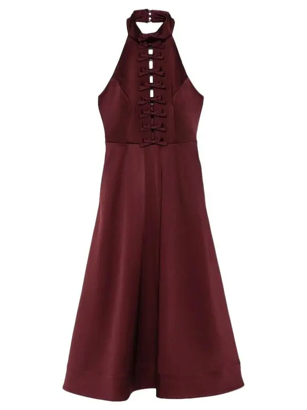 Rebecca Vallance Merlot Midi Dress With Bow Detail - Red