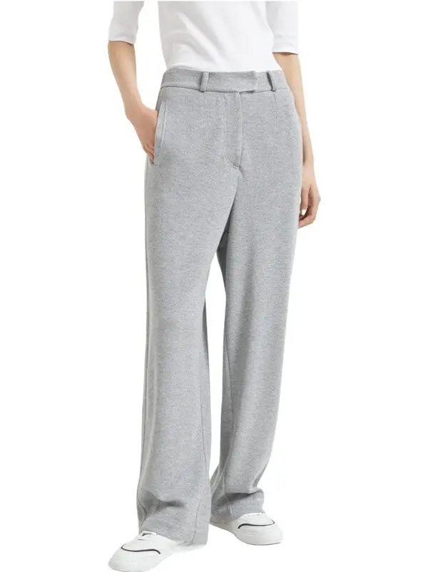 Brunello Cucinelli Wide-leg Jersey Trousers - Silver