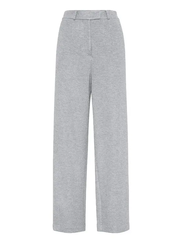 Brunello Cucinelli Wide-leg Jersey Trousers - Silver