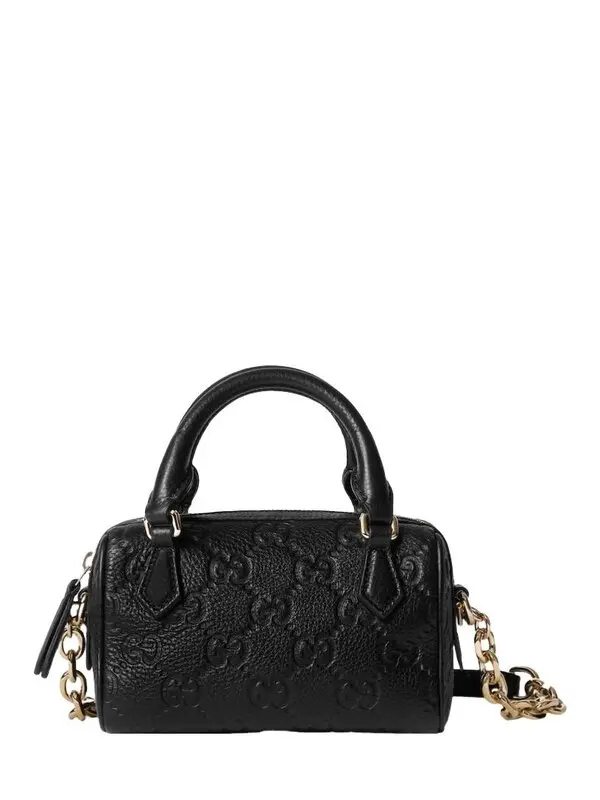 Gucci Gg Emblem Mini Boston Bag - Black