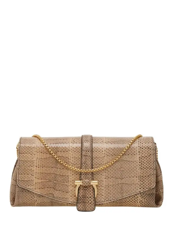 FERRAGAMO Ayers Leather Front Flap Crossbody Bag - Stone