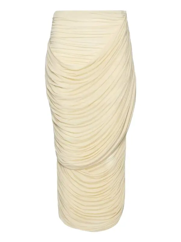 Magda Butrym Draped Pleated Midi Skirt - Beige