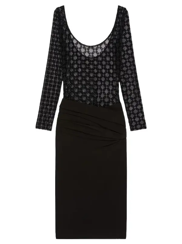 Givenchy Monogram Tulle Draped Dress - Black