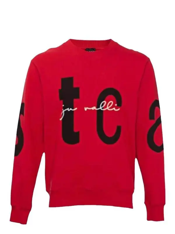 Just Cavalli Round Neck Logo Sweater - Red