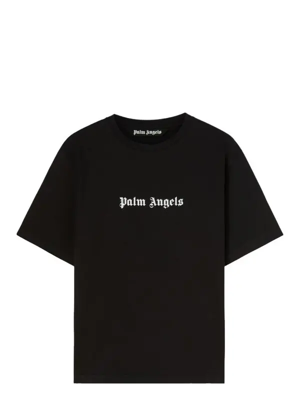 Palm Angels Logo Printed Crewneck T-shirt - Black