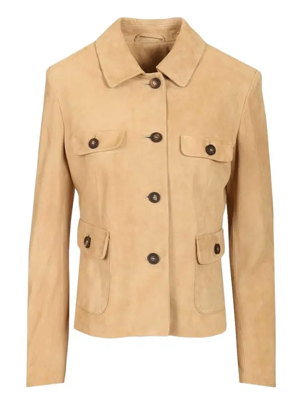 Tagliatore Suede Long-sleeved Jacket - Nude