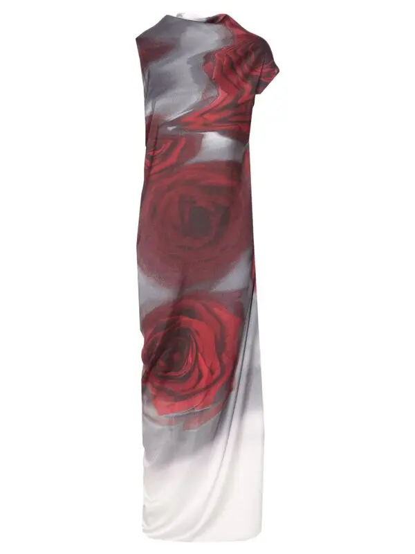 JEAN PAUL GAULTIER Rose Printed Draped Dress - Gray