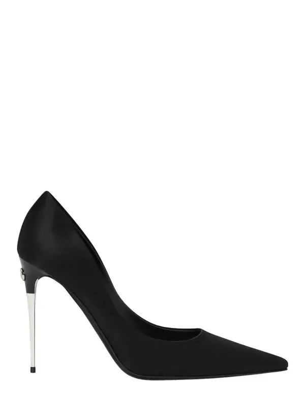 Dolce & Gabbana Pointed Toe High Heel Pumps With Logo Detailing - Black