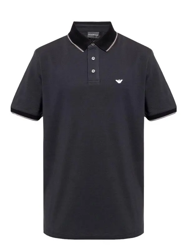 Emporio Armani Embroidered-logo Polo Shirt - Black