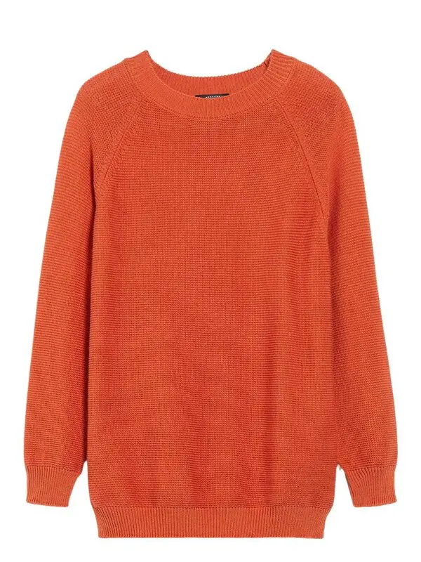 Max Mara Orange Ribbed Round Neck Sweater - Red