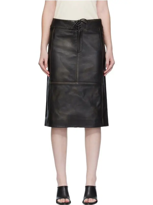 Christopher Esber Burnished Leather Patchwork Skirt - Black