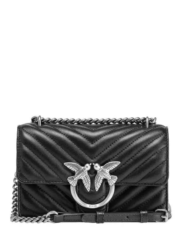 Pinko Lovebird Quilted Shoulder Bag - Black