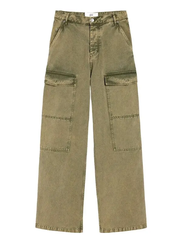 Ami Wide-leg Cargo Jeans - Gray