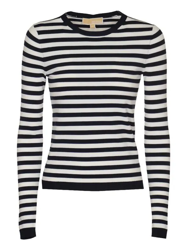 Michael Kors Striped Crewneck Long Sleeve T-shirt - Black