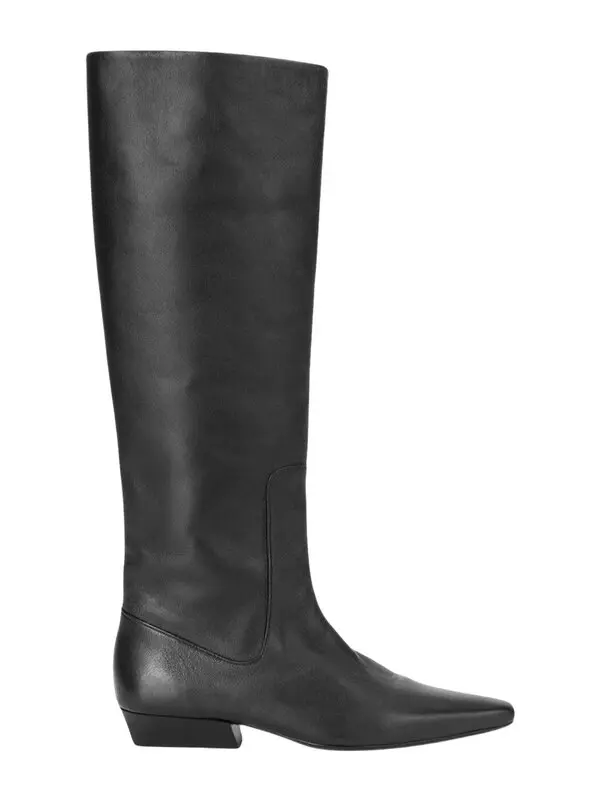 Staud Knee-high Pointed-toe Leather Boots - Black
