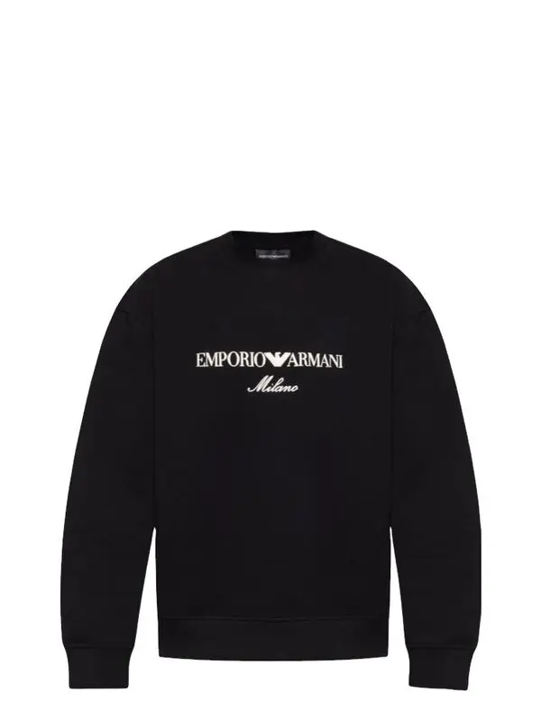 Emporio Armani Crewneck Sweatshirt With Logo Embroidery - Navy Blue