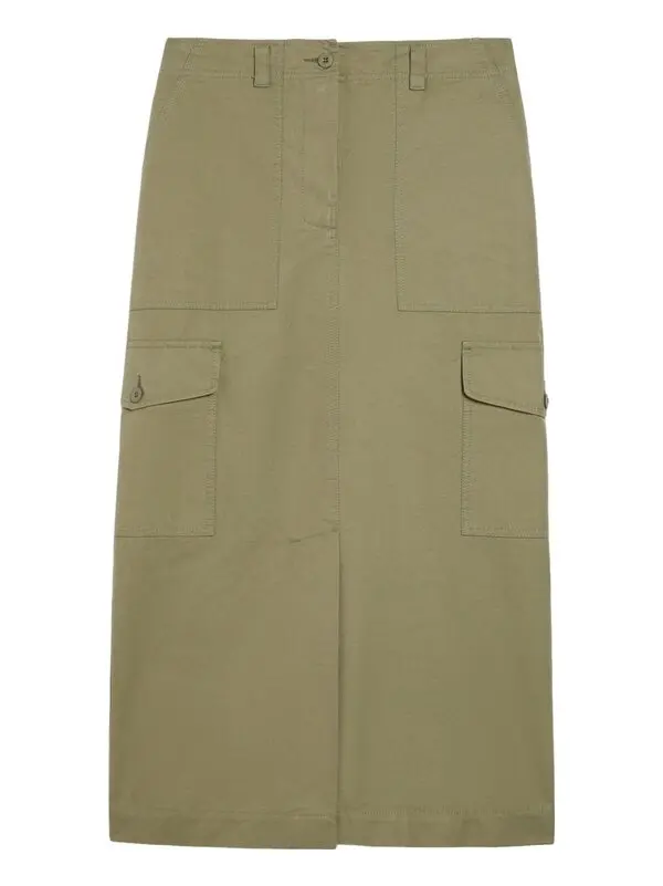 Max Mara Cargo Midi Skirt With Slit Detail - Sage Green